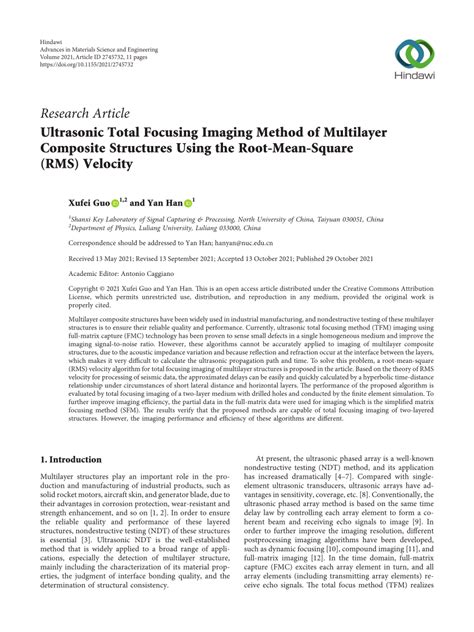 Pdf Ultrasonic Total Focusing Imaging Method Of Multilayer Composite