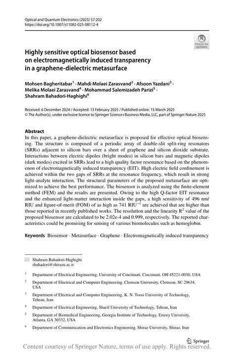 Highly Sensitive Optical Biosensor Based On Electromagnetically Induced