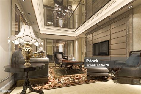 3d 렌더링 럭셔리와 현대 거실과 다 이닝 테이블과 함께 라운지 0명에 대한 스톡 사진 및 기타 이미지 0명 가구 거실 Istock