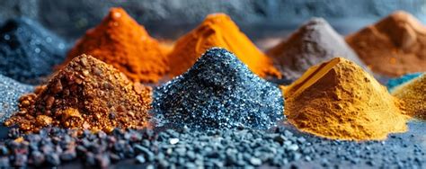 Extracted And Refined Piles Of Precious Rare Earth Elements Concept