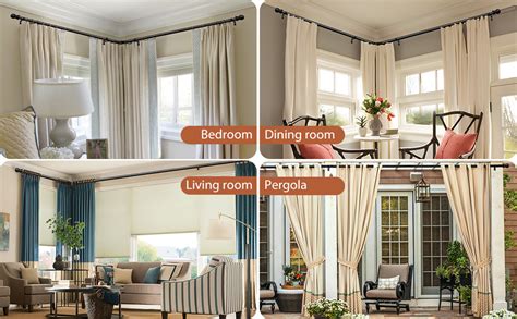 Corner Curtain Rod 1 Inch Heavy Duty Metal L Shaped Corner