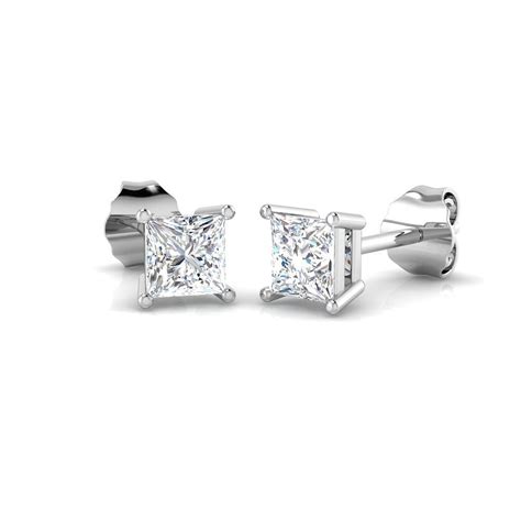 Lab Diamond Princess Stud Earrings 200ct Dvvs In 18k White Gold