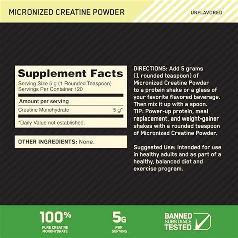 Optimum Nutrition Micronized Creatine Monohydrate Powder 1000g
