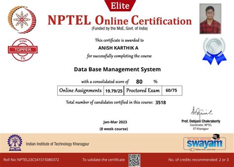 Anish Karthik A On Linkedin Nptel Databasemanagementsystem Sql