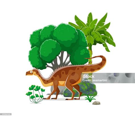 Plateosaurus Prehistoric Dinosaur In Its Habitat Stock Illustration