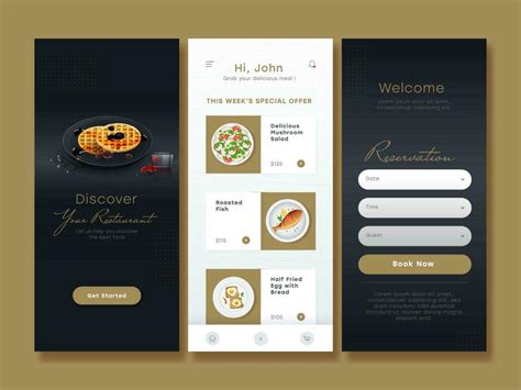 Set Of Ui Ux Gui Screens Including Sign In Menu Reservation For