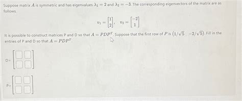 Solved Suppose Matrix A ﻿is Symmetric And Has Eigenvalues