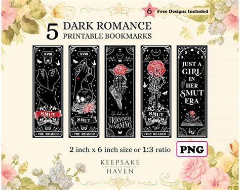 Printable Bookmarks Png Bundle Bookish Bookmark Spicy Dark Romance