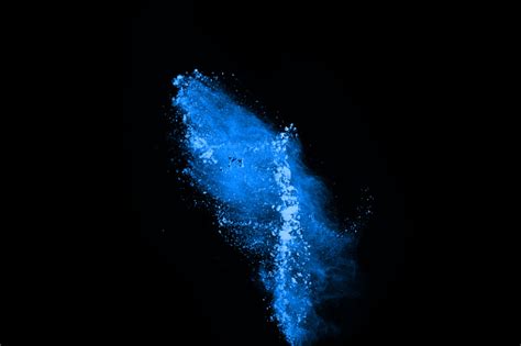 Blue Powder Explosion On Black Background Colored Cloud Colorful Dust
