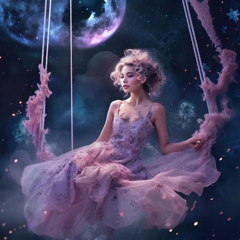 Premium Ai Image Arafed Woman In A Dress Sitting On A Swing In The