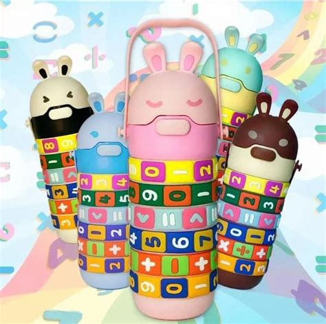 Numbers And Maths Symbols Design Water Bottle Portable Handle With