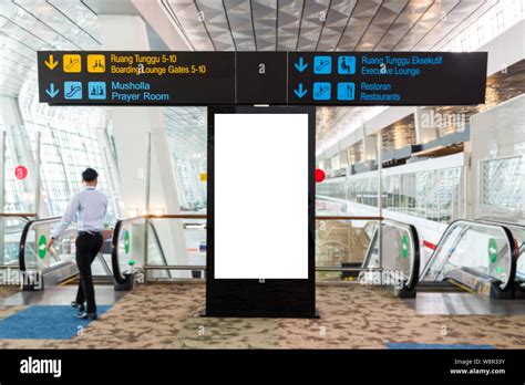 Blank Advertising Billboard At Airport Background Large Lcd
