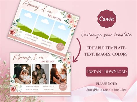 Mommy And Me Mini Session Template For Photographers Canva Etsy