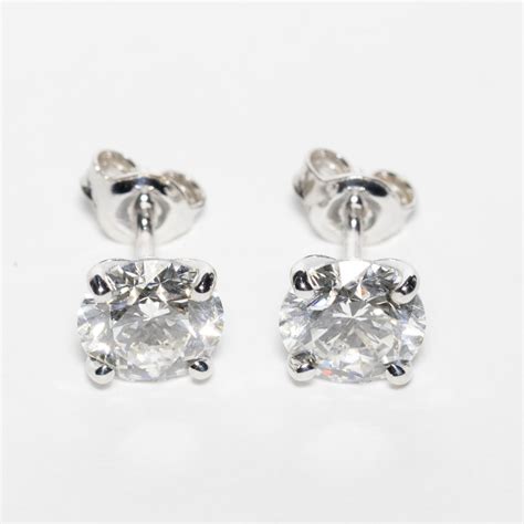 No Reserve Price Earrings 18 Kt White Gold 5 04ct Tw Diamond Lab Grown F Vs2 Ideal