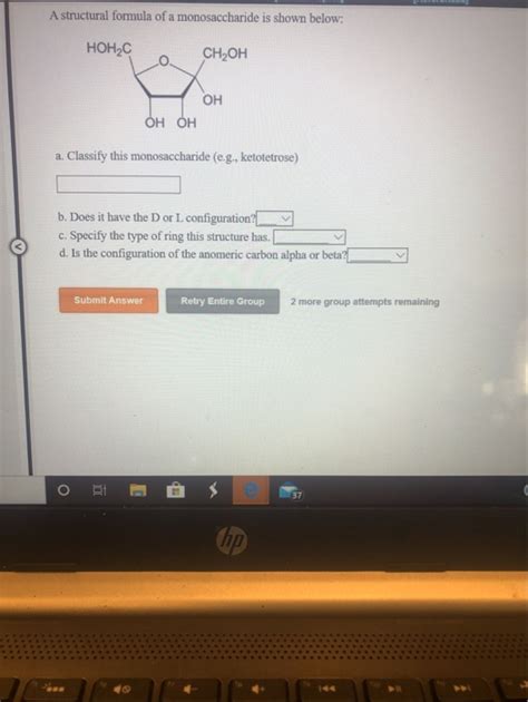 Solved A Structural Formula Of A Monosaccharide Is Shown