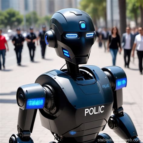 Robot Police Arresting A Human Stable Diffusion Online