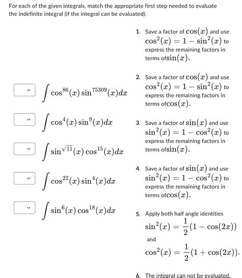 Solved For Each Of The Given Integrals Match The Chegg Com