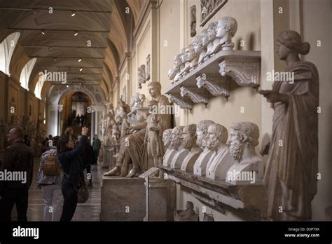 Classical Roman Sculpture Galleries At The Vatican Museum In Rome