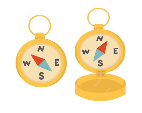 Premium Vector Doodle Flat Clipart Travel Compass All Objects Are