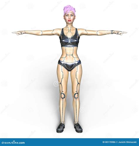 Female Android Stock Illustration Illustration Of Fight 80170986
