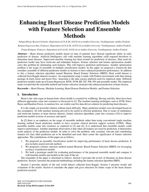 Pdf Enhancing Heart Disease Prediction Models With Feature Selection