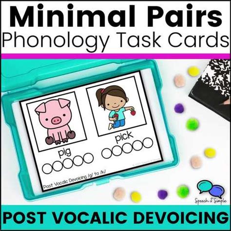 Minimal Pairs Task Cards Post Vocalic Devoicing Phonology Cycles