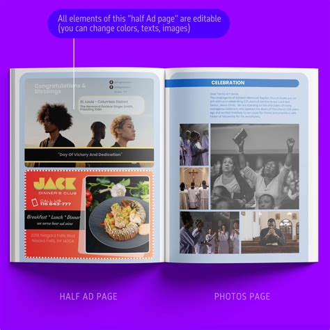 Church Souvenir Book Template Photo Ad Booklet Made For Canva Etsy
