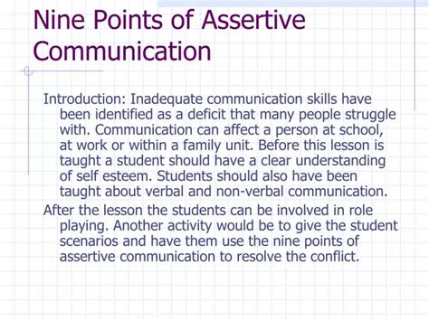 Ppt Nine Points Of Assertive Communication Powerpoint Presentation