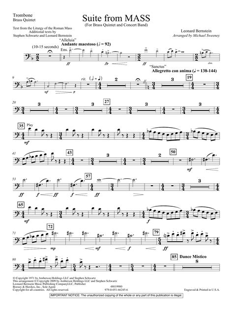 Suite From Mass Arr Michael Sweeney Trombone Brass Quintet By