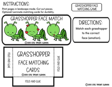 Grasshopper Faces Emotions Sel File Folder Game Bugs And Insects