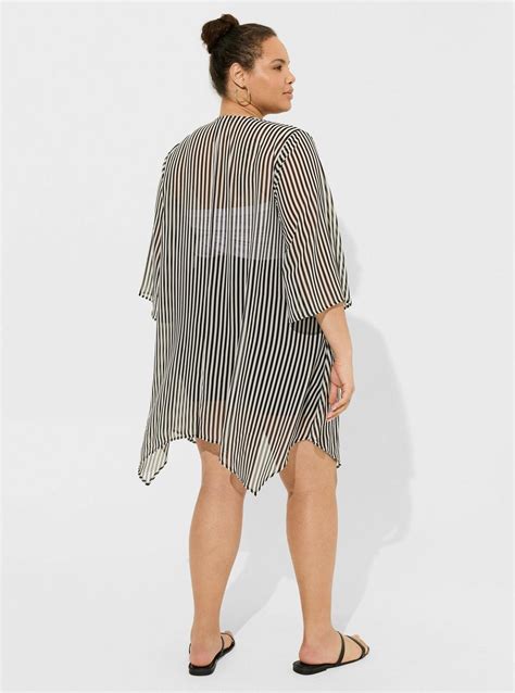 Plus Size Textured Chiffon Hanky Hem Kimono Torrid