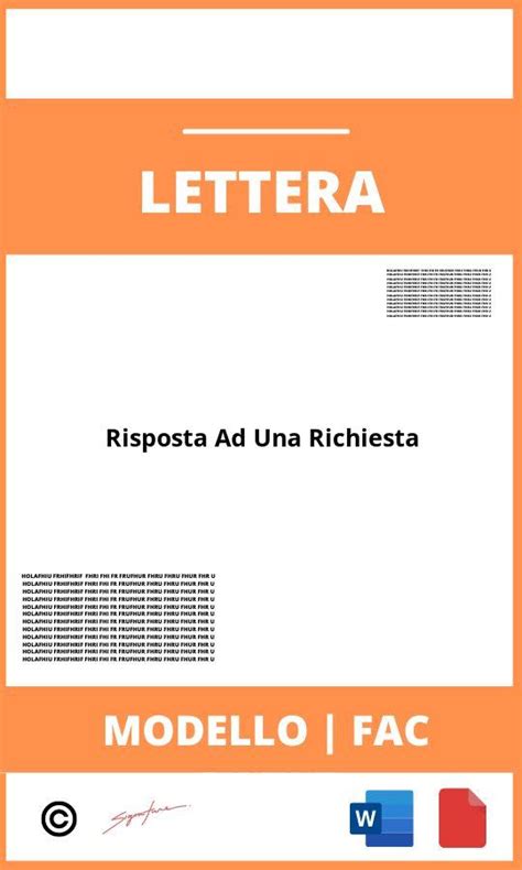 Fac Simile Lettera Di Risposta Ad Una Richiesta