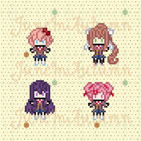 Ddlc Inspired Perlers Sayori Monika Yuri Natsuki Etsy Pixel