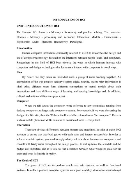 hci notes human computer interaction introduction of hci unit 1