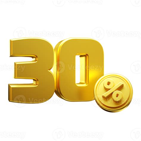 D Render Gold Percent PNG