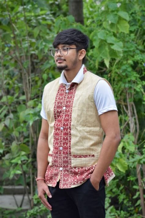 Waistcoat Men Assamese Design Ghisa Cotton Traditional Northeast