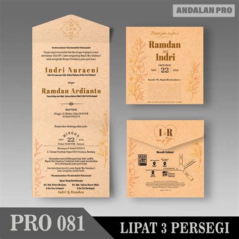 Jual Kode Toko S13 Shopee 50 Desain Undangan Lipat 3 Persegi Bahan