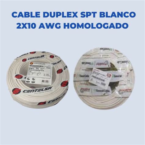 Cable Duplex Spt Blanco 2x10 Awg Homologado Disuctronicos