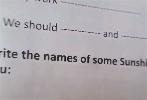 We Should And Rite The Names Of Some Sunshi U StudyX