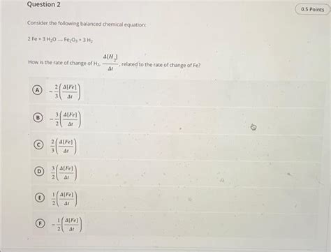 Solved Consider The Following Balanced Chemical Equation