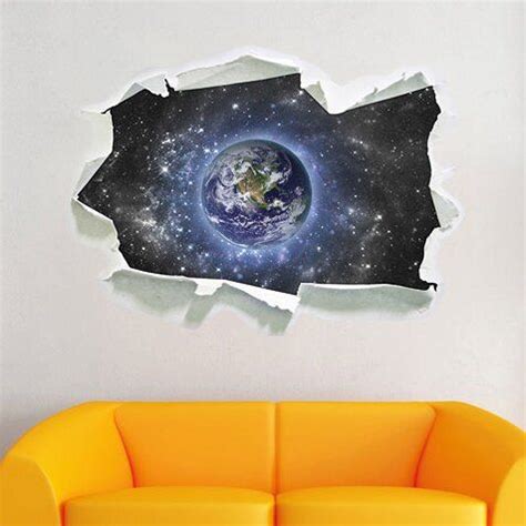 Wandtattoo Planet Erde Im Weltraum Wandtattoo Kinder Wandsticker 3d