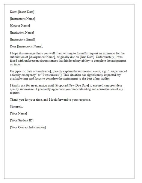 Letter Template For Request Late Assignment Submission Free Samples In Pdf Letterin