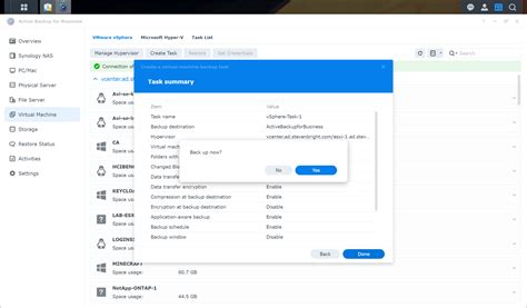 Vmware Vsphere Virtual Machine Backups Using Synology Active Backup For