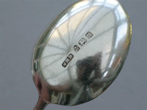 Cased Set 6 Art Deco Silver Enamel Teaspoons By William Hair Haseler