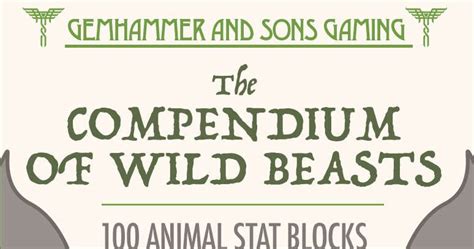 The Compendium Of Wild Beasts RPG Item RPGGeek