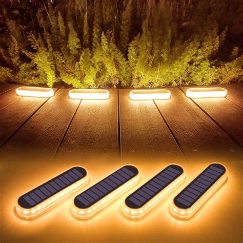 Solar Deck Lights Warm White Led 40 Lumen Outdoor Path 4 Pack C6 4