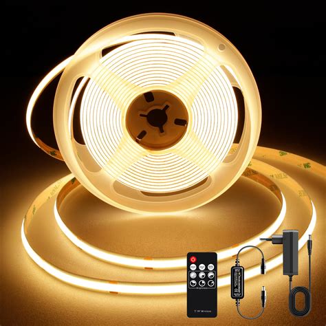 Ttway Ruban Led Cob 2700k 5m Dc24v Bande Led Blanc Chaud Avec
