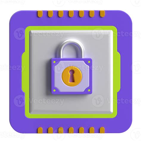 Cpu Processor Lock 3d Icon 52214349 Png