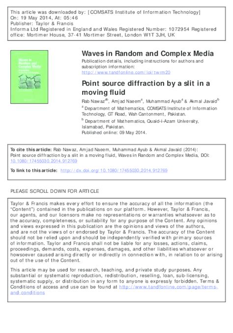 Pdf Point Source Diffraction By A Slit In A Moving Fluid Rab Nawaz