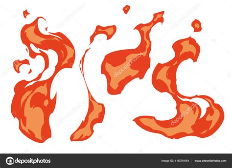 Set Vector Red Flame Fire Stock Vector Image By ©